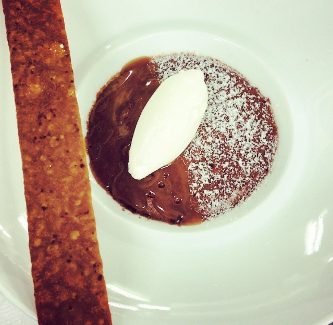 Baked Chocolate Mousse With Rich Vanilla Ice Cream & Tuiles Recipe ...